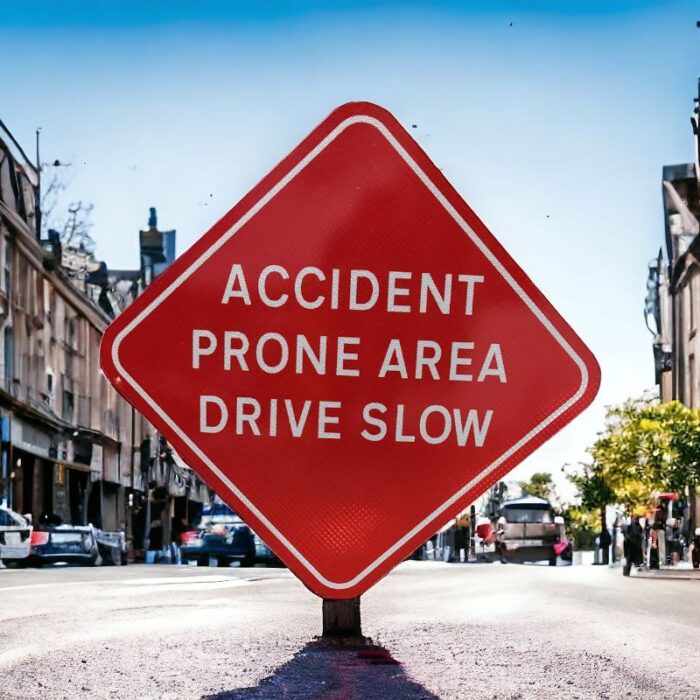 Drive Slow Accident Prone Area Sign Board Manufacturer | Buy Online